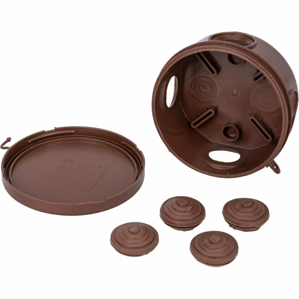 Распаечная коробка Урал ПАК для открытой проводки под темное дерево 85*40 (круглая), 4 входа ( герм.), IP54,(32) КО-91008085-032