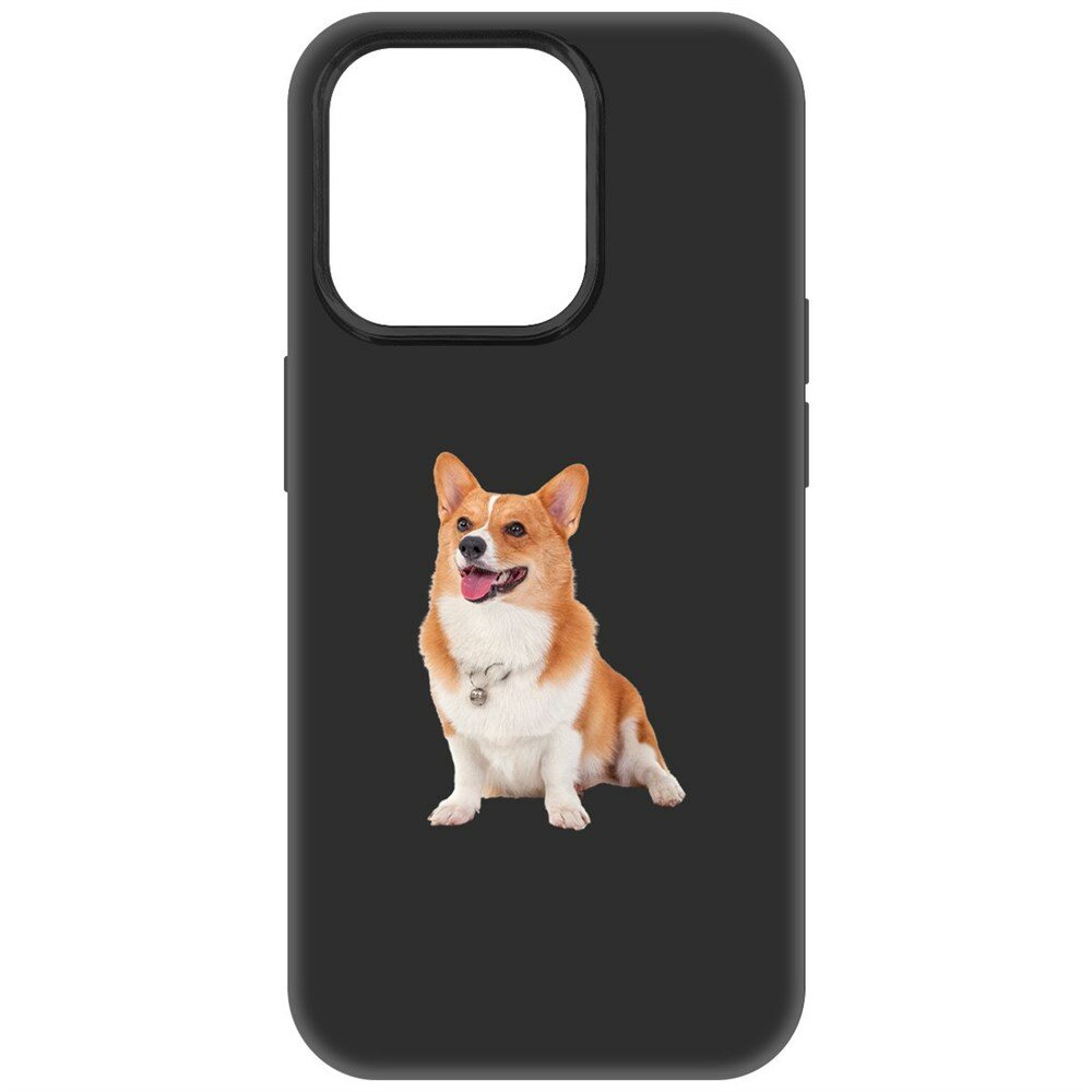 Чехол-накладка Krutoff Soft Case Корги для iPhone 15 Pro черный