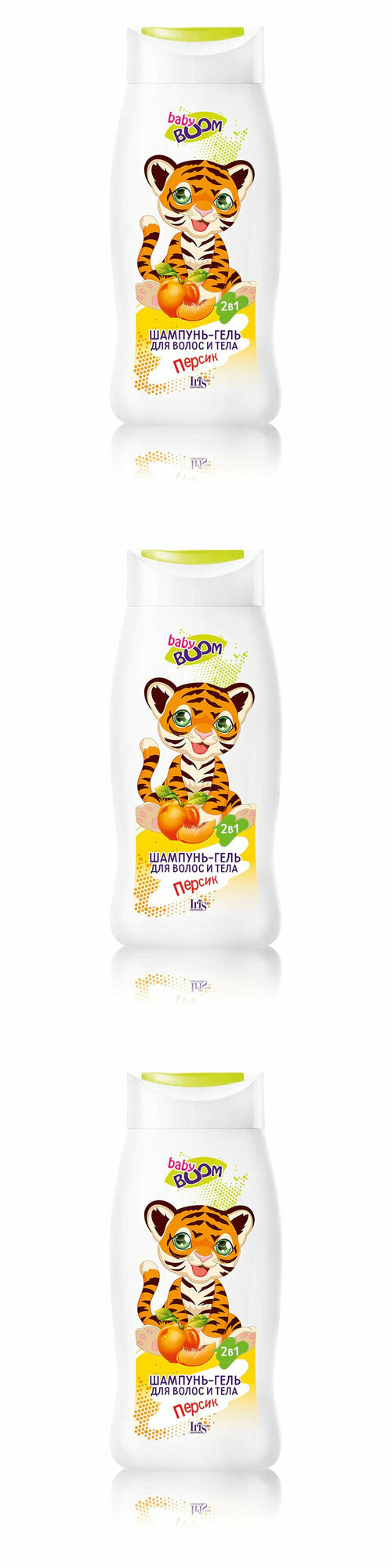 Iris детский шампунь-гель BABY BOOM для волос и тела персик, 300 мл, 3 шт