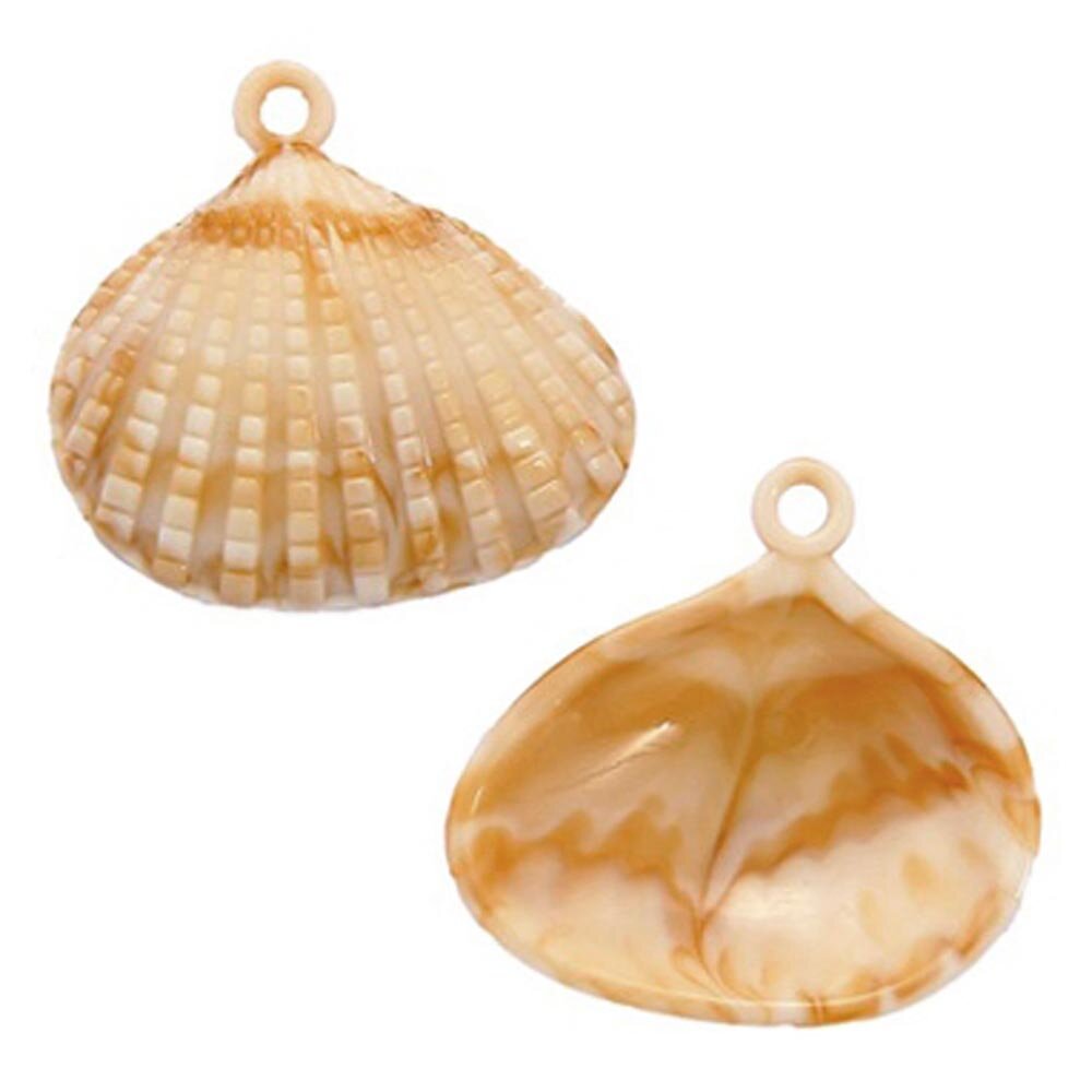 Подвеска-Кулон акриловая Ракушка 0011134 натуральный цвет 27x26х7 мм, цена за 10 шт.