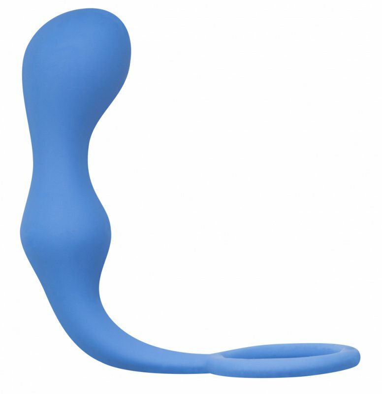 Эрекционное кольцо с анальной пробкой Double Pleasure Anal Plug Blue 4217-03Lola