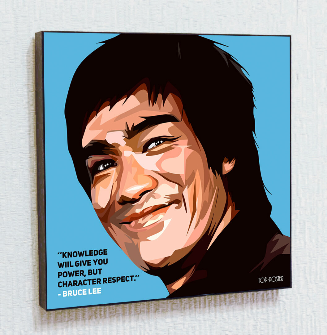 Картина постер Брюс Ли в стиле ПОП-АРТ в рамке с креплением / Top Poster