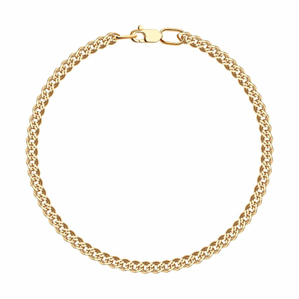 Браслет-цепочка, серебро, 925 проба, золочение