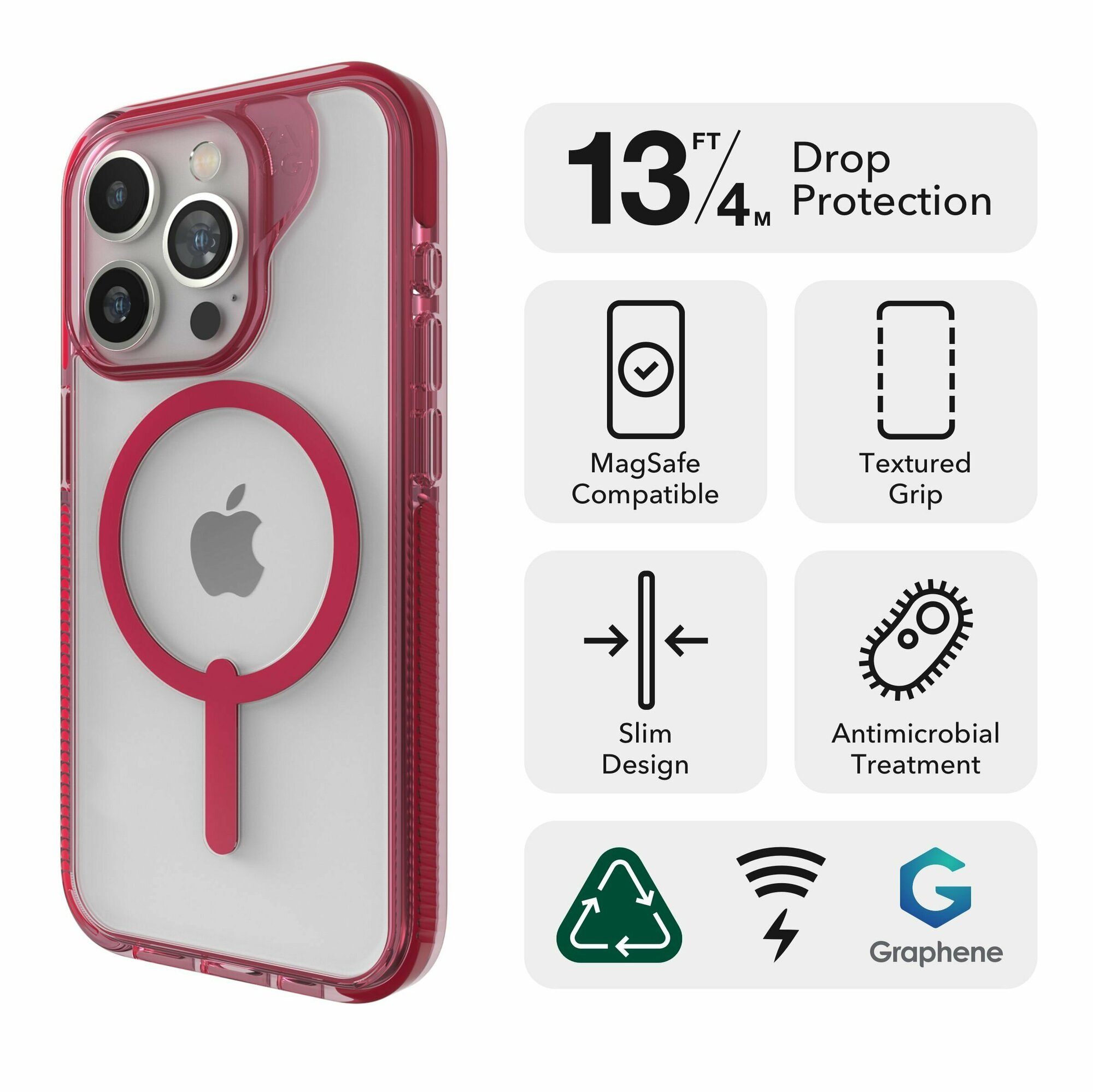 Чехол для iPhone 15 Pro (6.1") ZAGG Santa Cruz Magenta SNAP Case с магнитом для MagSafe маджента
