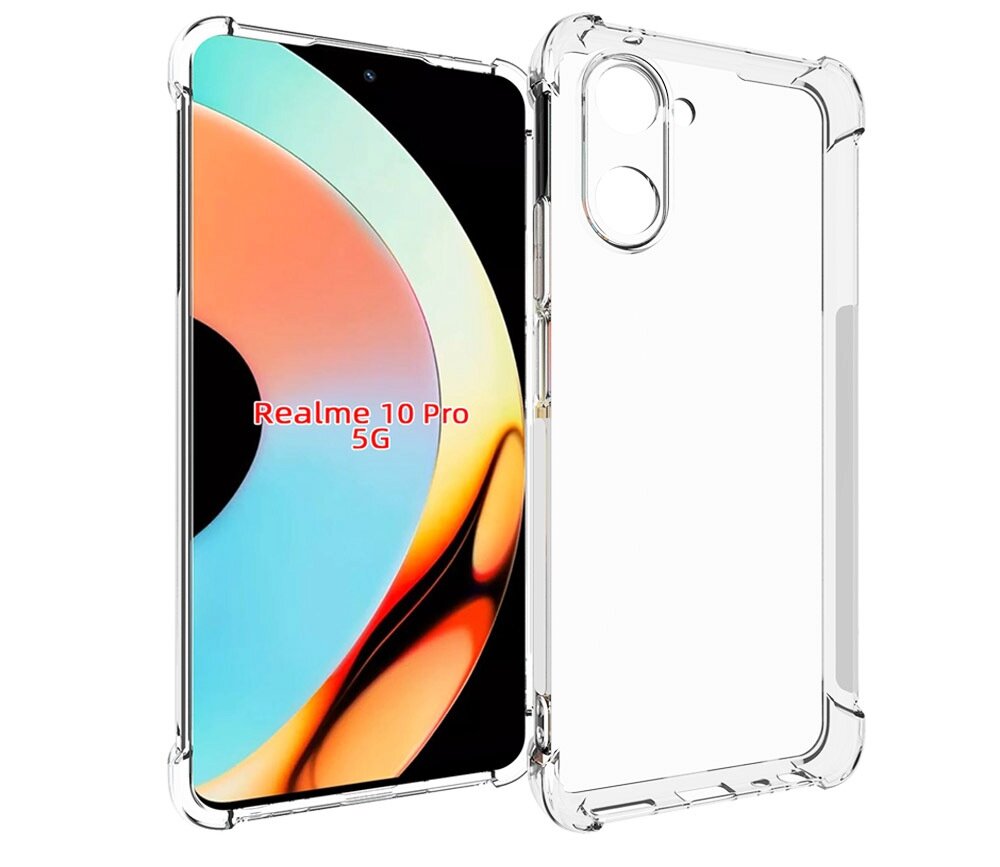 Чехол задняя-панель-накладка-бампер MyPads Tocco для Realme 10 Pro с усиленной защитой углов противоударный прозрачный
