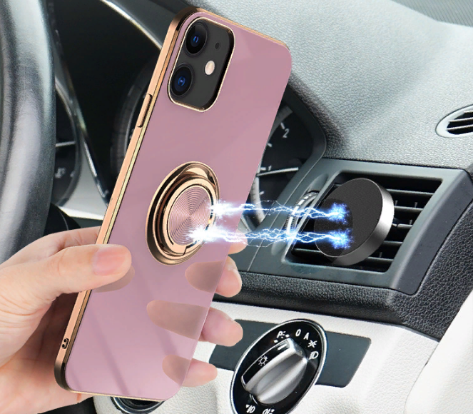 Защитный чехол-бампер для iPhone 14 на металлической основе с закаленным стеклом на заднюю крышку телефона