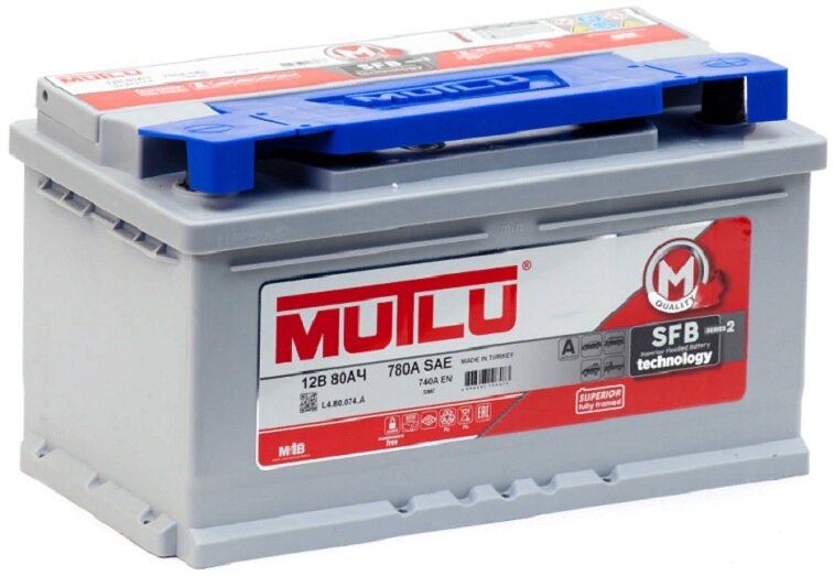Аккумулятор автомобильный Mutlu 80 А/ч 740 А обр. пол. 58043 Евро авто (315x175x190) L4.80.074. A