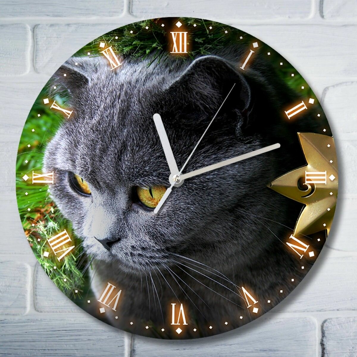 Настенные часы УФ праздники кот, год кролика, новый год, рождество - 7074