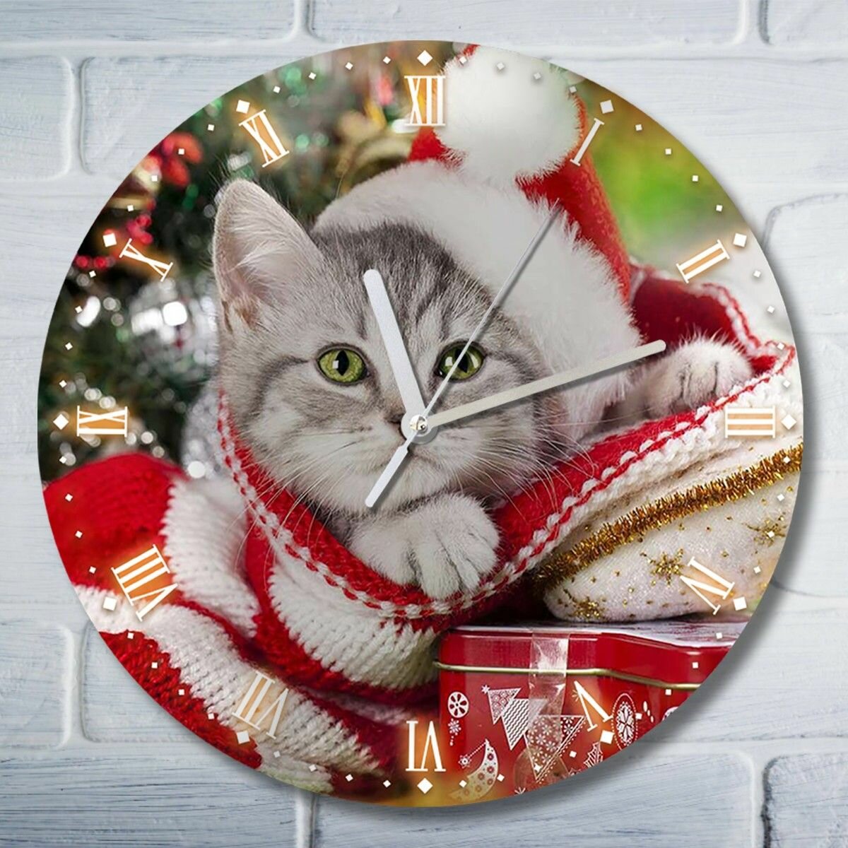 Настенные часы УФ праздники кот, год кролика, новый год, рождество - 7071