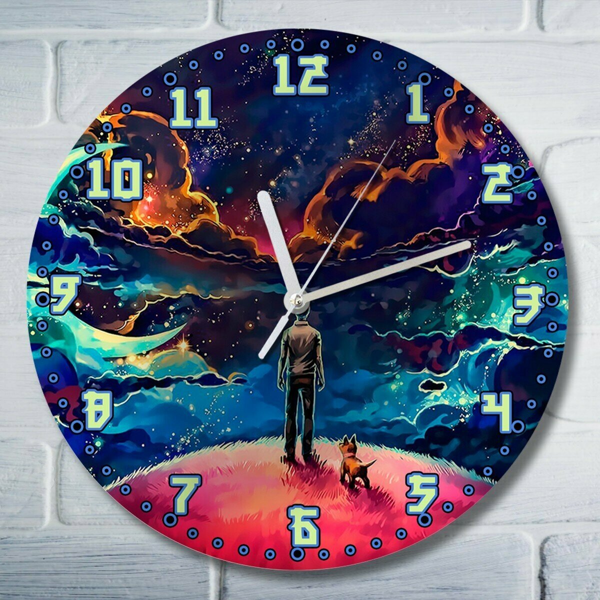 Настенные часы УФ с рисунком космос - 1096