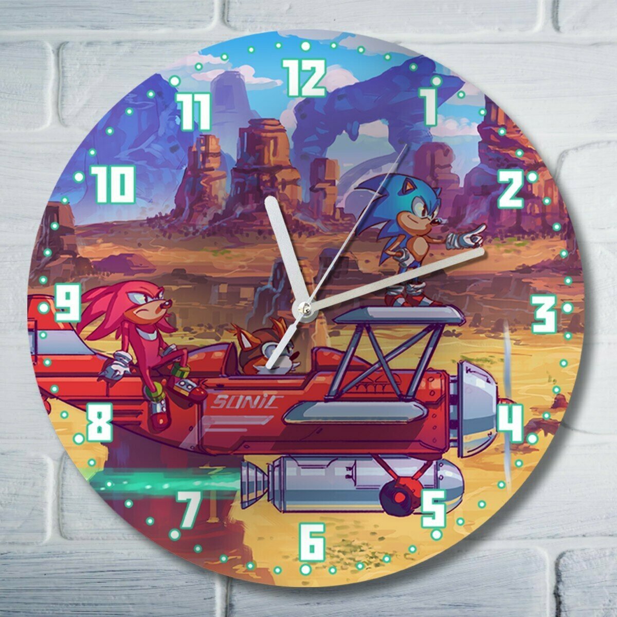 Настенные часы УФ с рисунком игры Sonic Mania - 4572