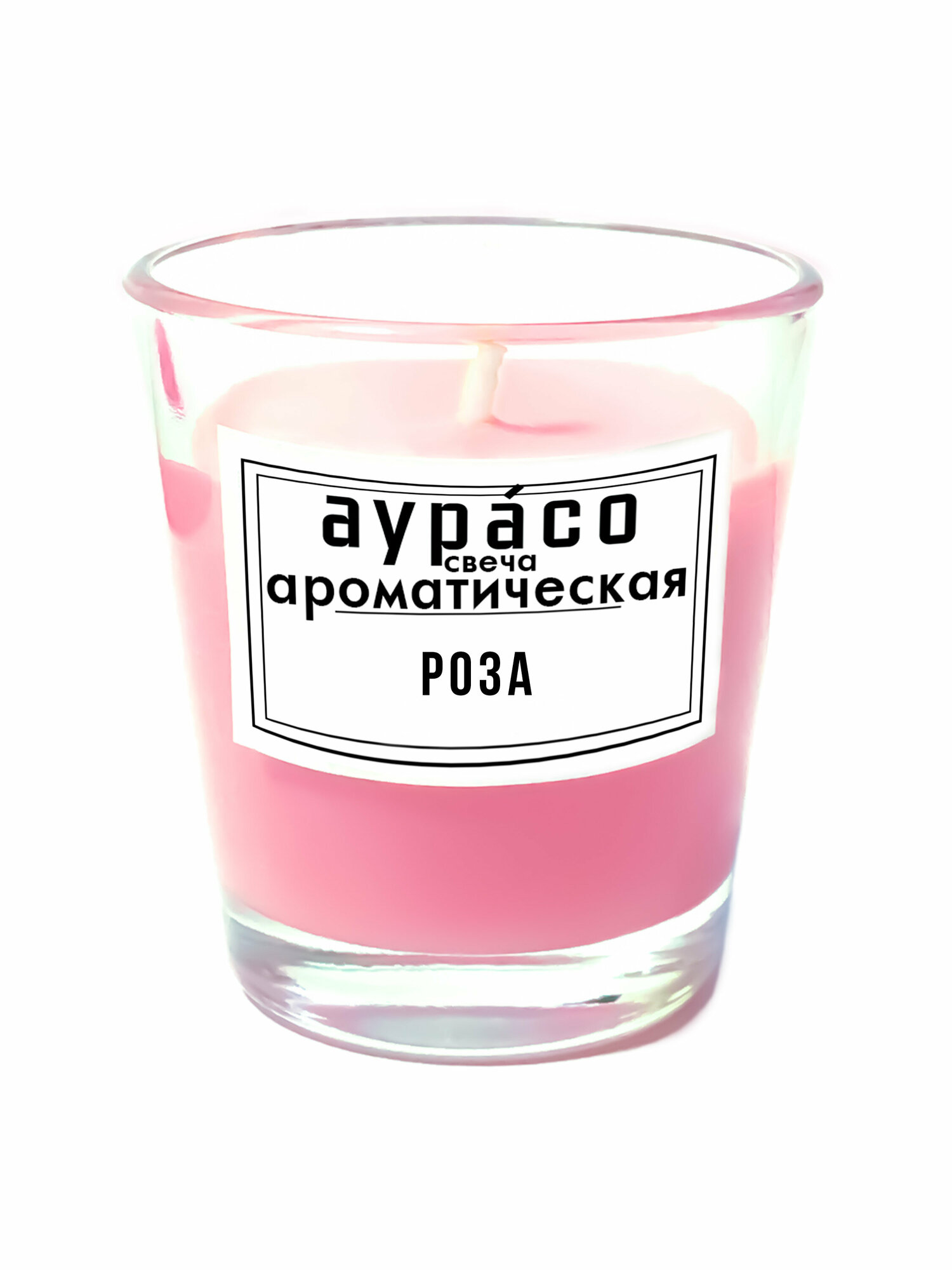 Роза - ароматическая свеча Аурасо из 100 % соевого воска, 5x4 см, 100 гр, розовая, 1 шт.