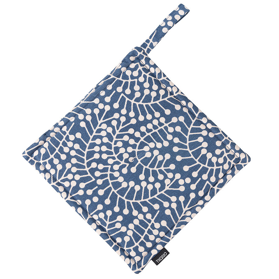 Прихватка для горячего темно-синего цвета с принтом Спелая Смородина из коллекции Scandinavian touch, 22х22 см, Tkano, TK22-PH0007