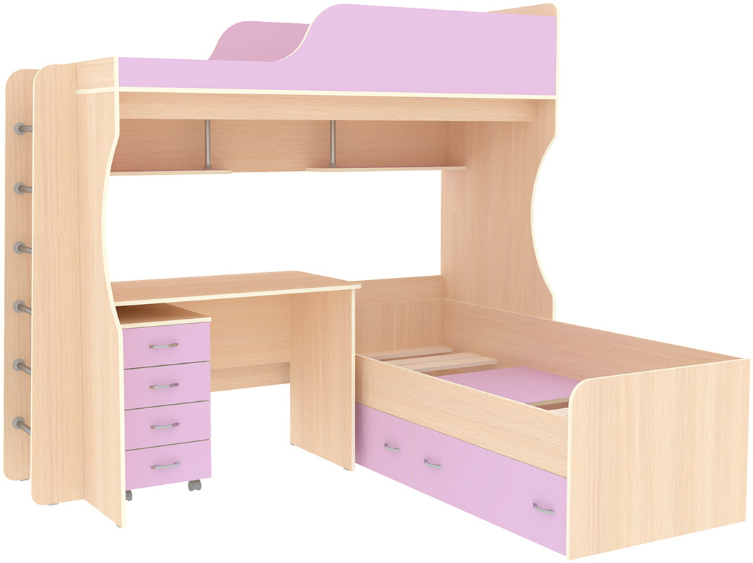 Двухъярусная кровать Дуэт-5 с металлической лестницей Дуб Молочный Ирис
