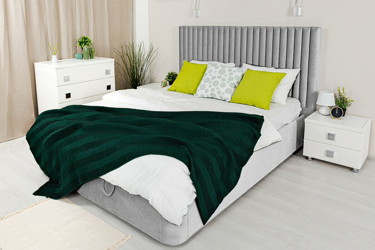 Двуспальная кровать 160х200 с подъемным механизмом, "Betta mini" с мягким изголовьем для дома, для спальни, ортопедическое основание, с ящиком для белья. Велюр серый Teddy 024