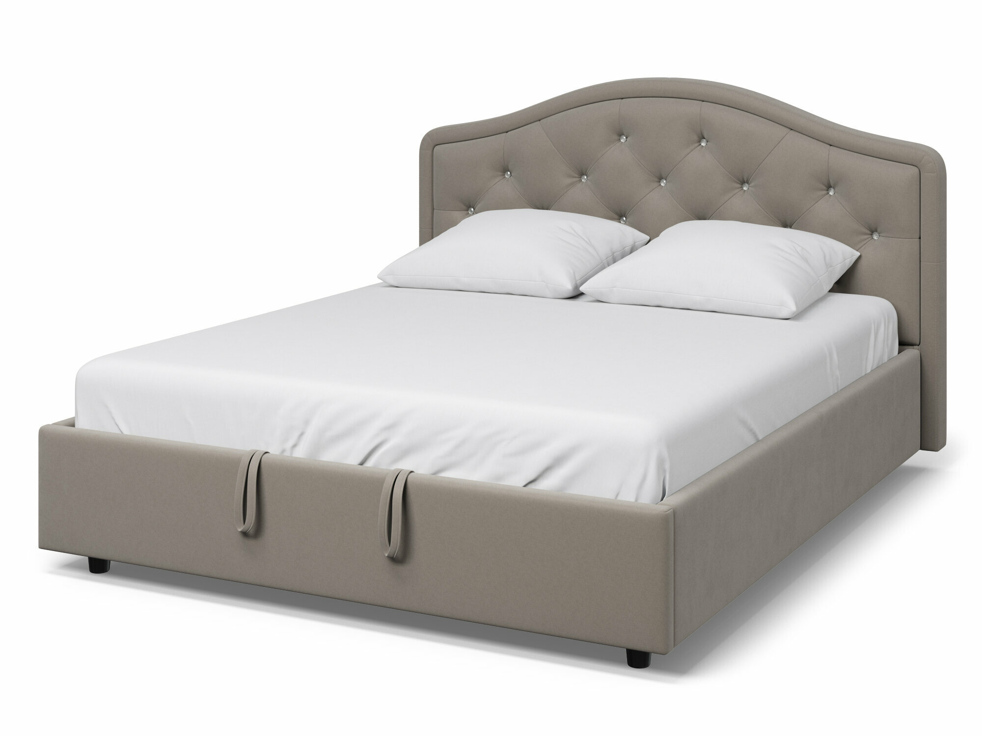 Двуспальная кровать 160х200 с подъемным механизмом, "Kristall 4" с мягким изголовьем для дома, для спальни, ортопедическое основание, с ящиком для белья. Велюр серо-коричневый Enigma 08