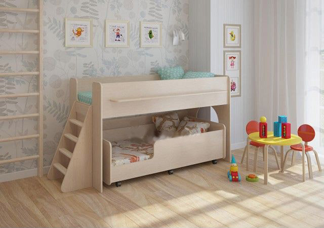 Детская кровать Л 23.3 Дуб Молочный Дуб Молочный