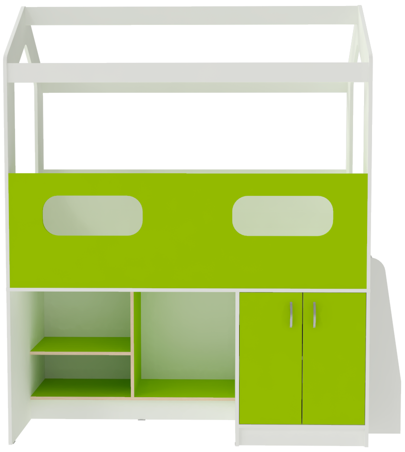 Кровать чердак ДС-12 Белый Лайм