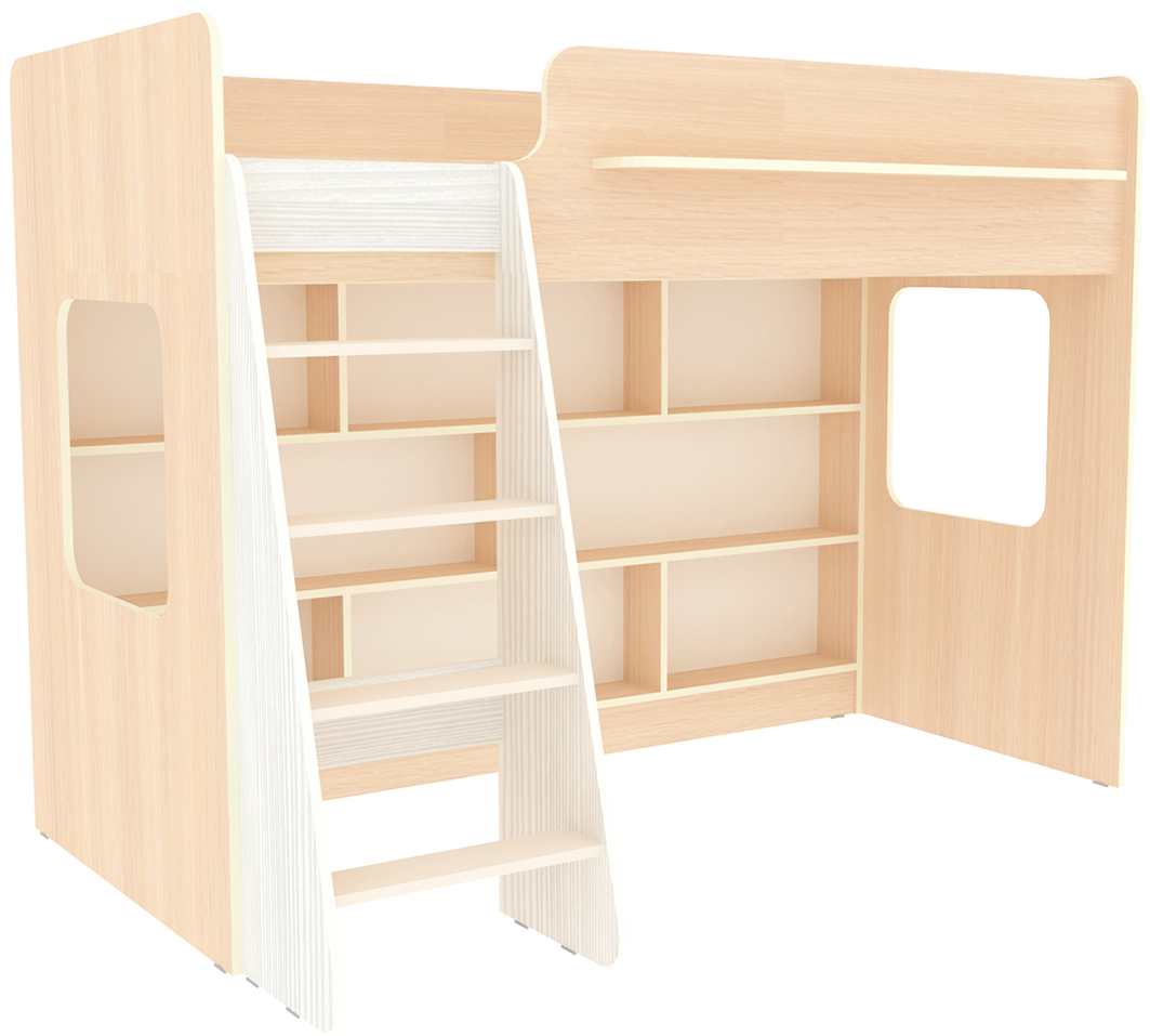 Детская кровать Л-26.1 Белое Дерево Дуб Молочный