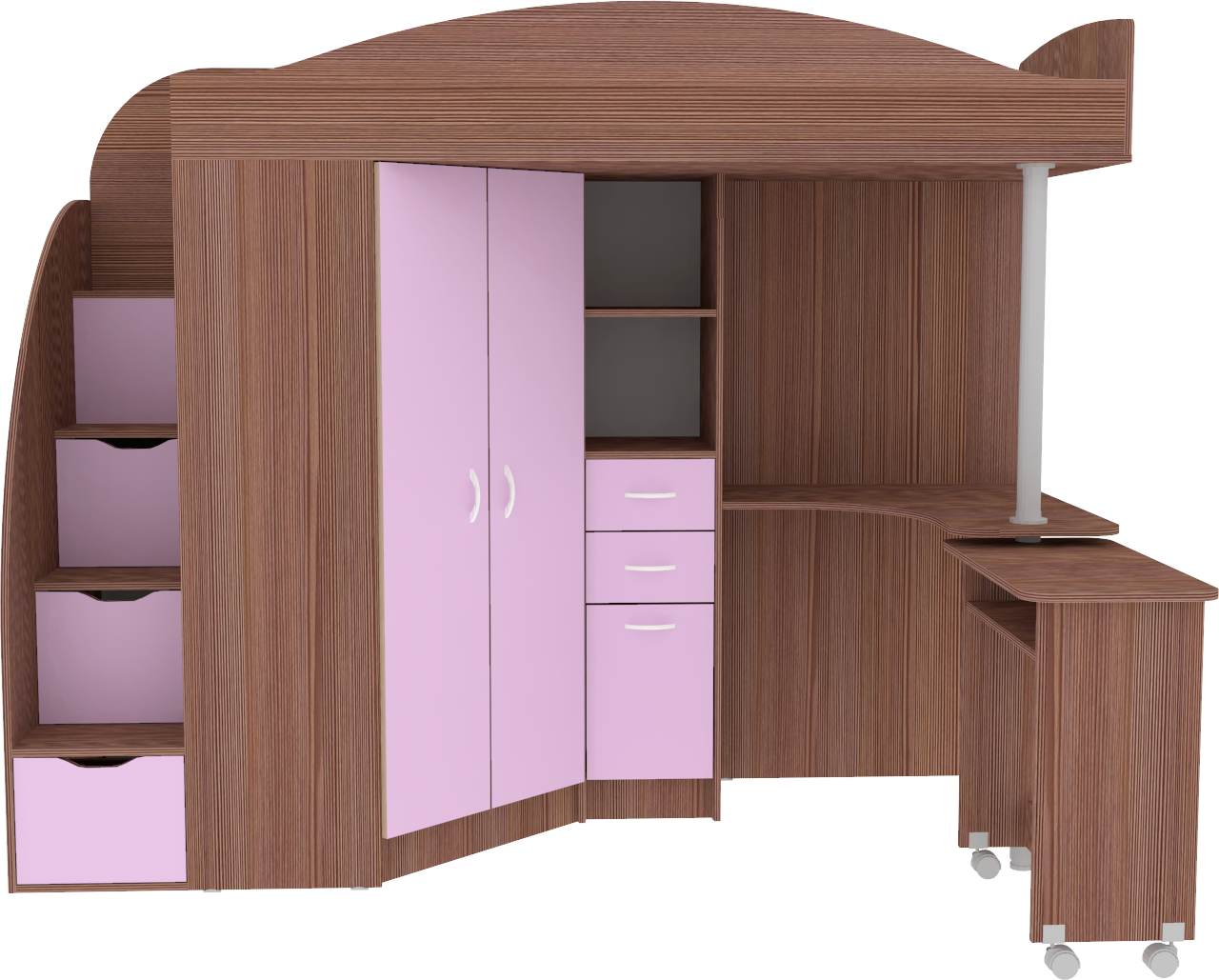 Кровать-чердак "Теремок-1 Гранд" Бодего Темный Ирис