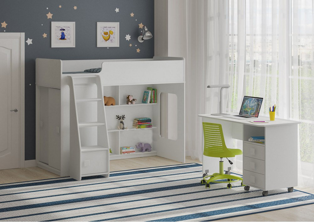 Кровать чердак Л-42.5.7 Белый Белый