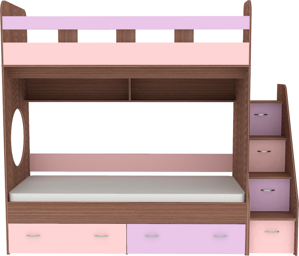 Двухъярусная кровать Юниор 1 80x190 Бодего Темный Ирис Розовый