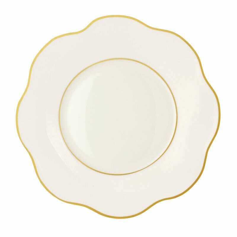 Тарелка для подачи хлеба и сервировки стола фарфоровая Le Coq Anemone Ivory Gold, 15 см, белая-золотистая