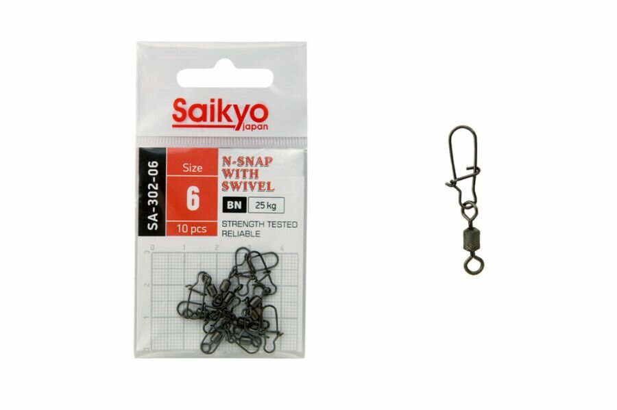 Вертлюг с застежкой Saikyo SA-302-06 ( 1 упаковка по 10 штук)