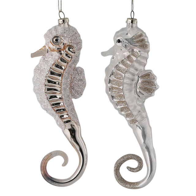 Набор стеклянных елочных игрушек Cavalli di Mare Petra - Fascino Del Mare 18 см, 6 шт, подвеска, EDG, 680818-18-набор