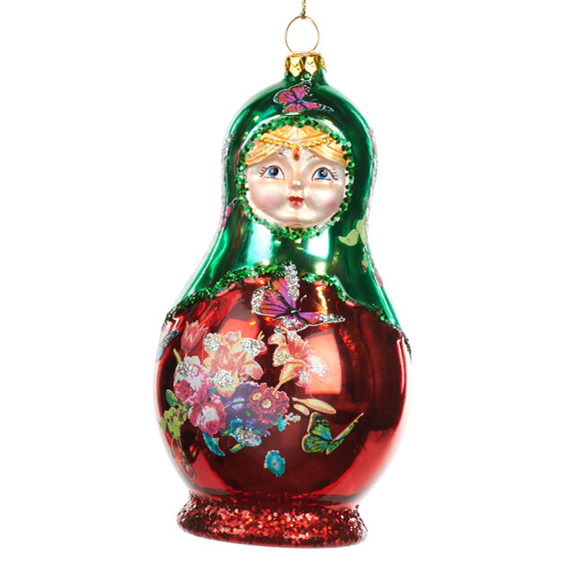 Стеклянная елочная игрушка Матрешка Забава - Russian Doll 14 см, Goodwill, TR22375-2