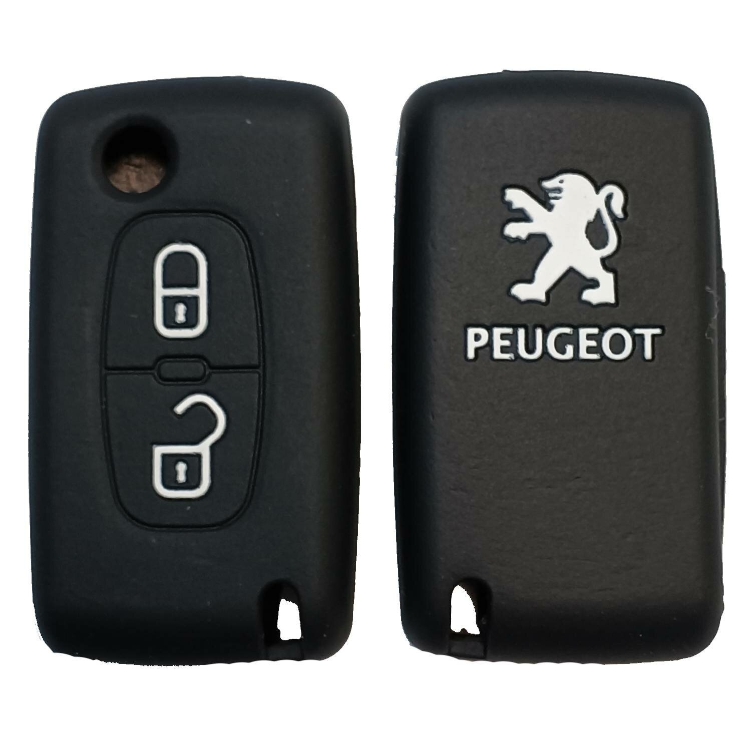 Силиконовый чехол для выкидного ключа пежо 2 кнопки (307, 408 лезвие VA2) АРТ. ВК006