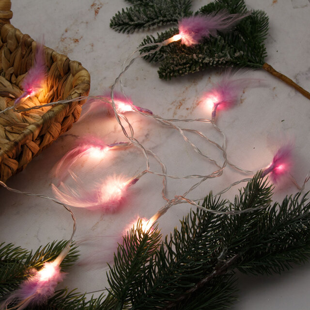 Светодиодная гирлянда на батарейках Sweet Dreams - Lilac 1.8 м, 10 теплых белых ламп, прозрачный ПВХ, IP20, Kaemingk, 481918-3