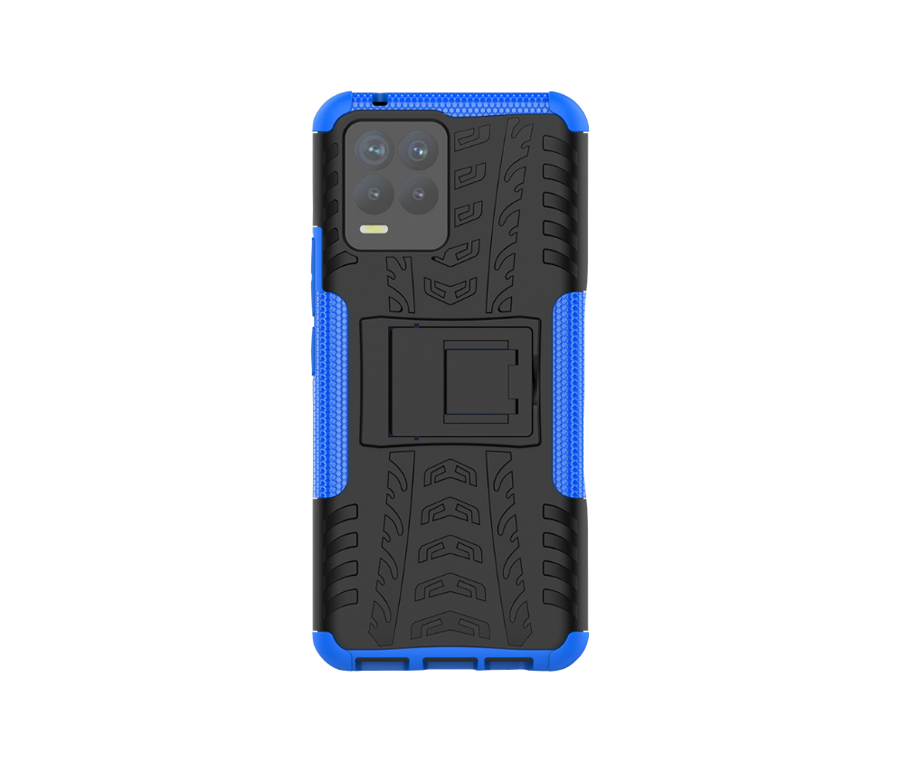 Противоударный усиленный ударопрочный фирменный чехол-бампер-пенал MyPads для Realme 8 4G / Realme 8 Pro синий