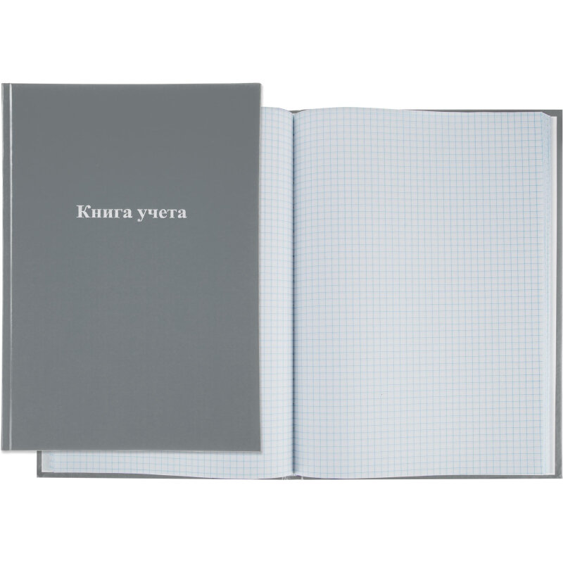 Книга учета Attache А4 96л в клетку блок офсет, бумвинил серый 1743627