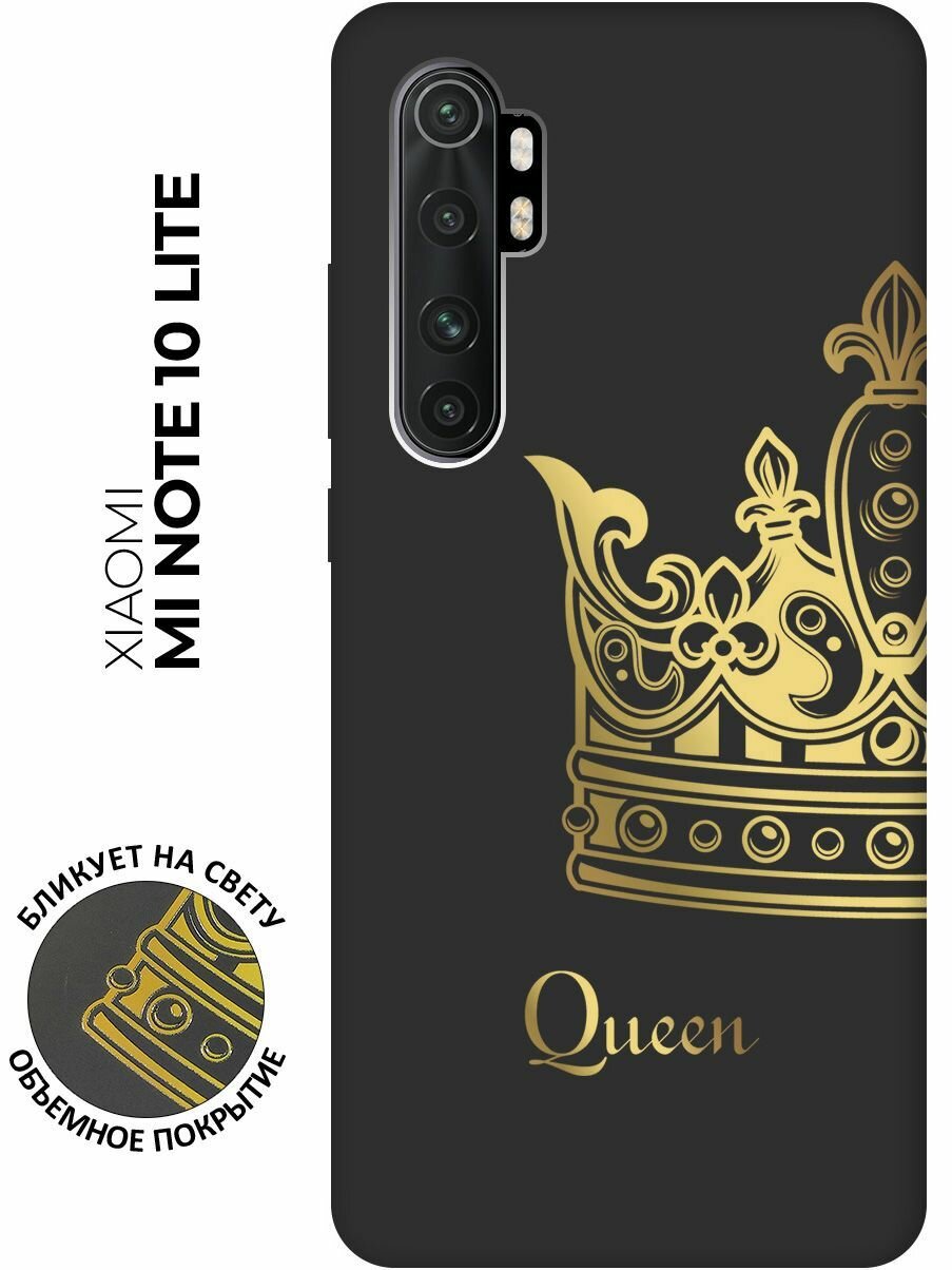 Матовый чехол True Queen для Xiaomi Mi Note 10 Lite / Сяоми Ми Ноут 10 Лайт с 3D эффектом черный