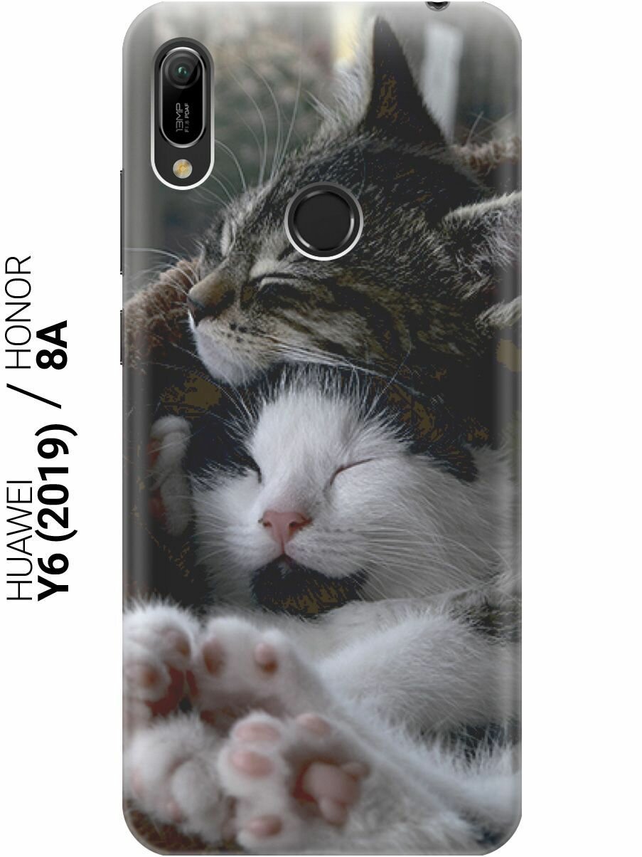 Силиконовый чехол на Huawei Y6 (2019), Y6 Prime (2019), Honor 8A, 8A Pro, Хонор 8а, Хонор 8а Про, Хуавей У6 2019 "Отдыхающие котики"