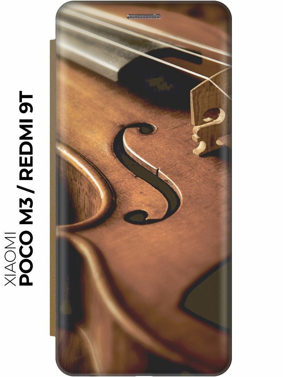 Чехол-книжка Струны скрипки на Xiaomi Redmi 9T / Poco M3 / Сяоми Поко М3 / Сяоми Редми 9Т золотой