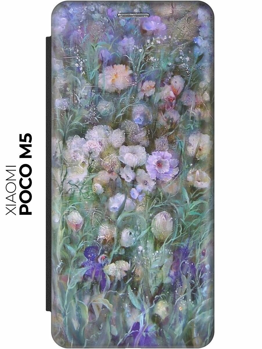 Чехол-книжка Сиреневое поле на Xiaomi Poco M5 / Сяоми Поко М5 черный