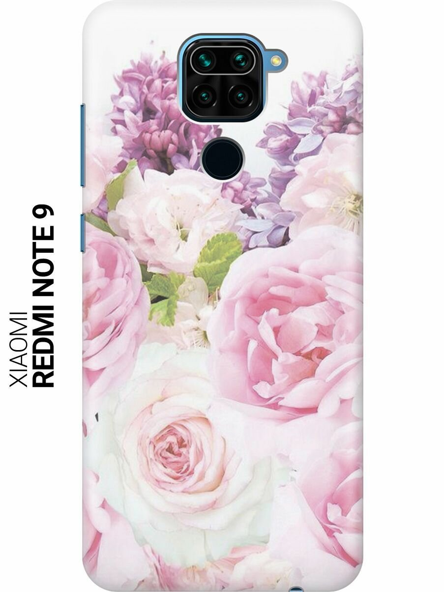 Силиконовый чехол на Xiaomi Redmi Note 9, Сяоми Редми Ноут 9 с принтом "Розовый букет"