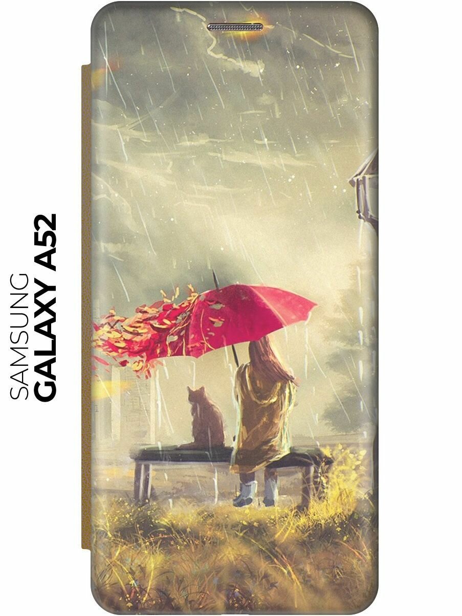 Чехол-книжка Осеннее настроение на Samsung Galaxy A52 / Самсунг А52 золотой