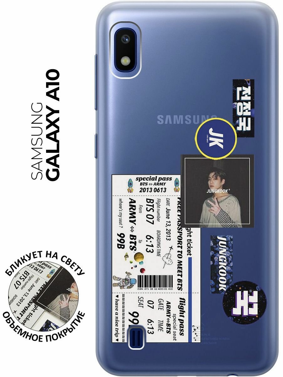 Силиконовый чехол с принтом BTS Stickers для Samsung Galaxy A10 / Самсунг А10