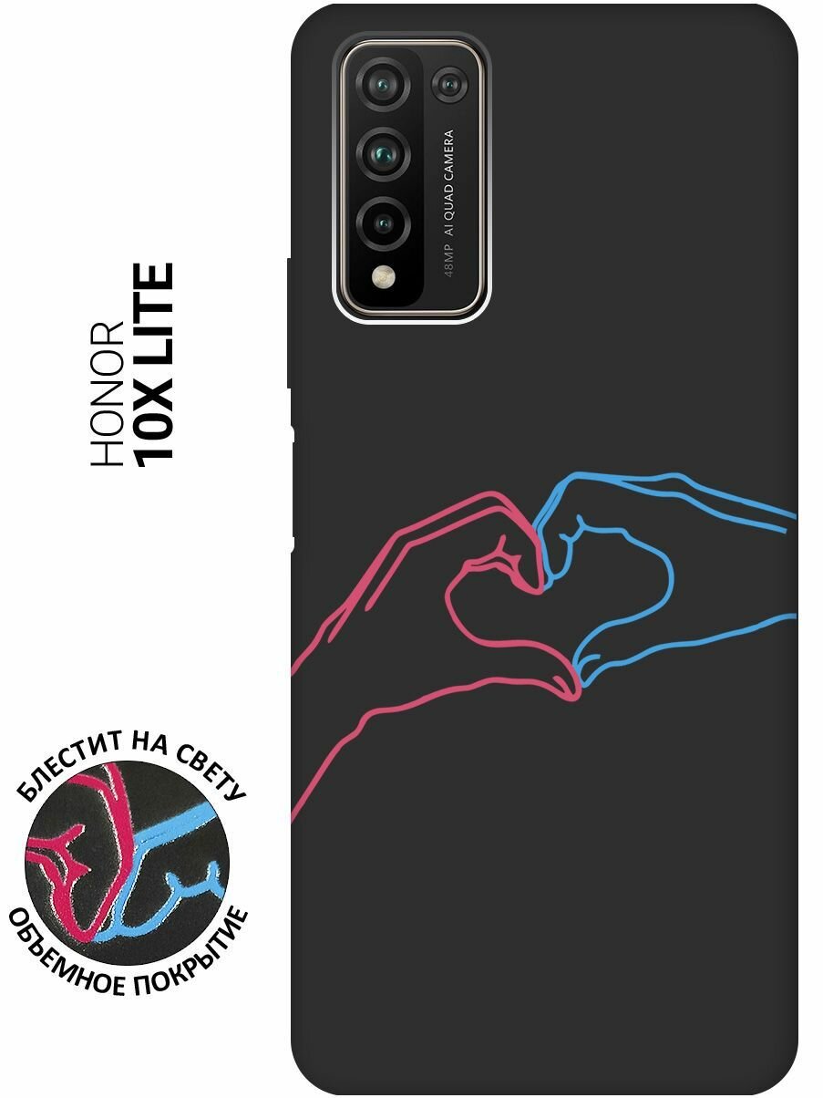 Матовый Soft Touch силиконовый чехол на Honor 10x Lite, Хонор 10Х Лайт с 3D принтом "Fall in Love" черный