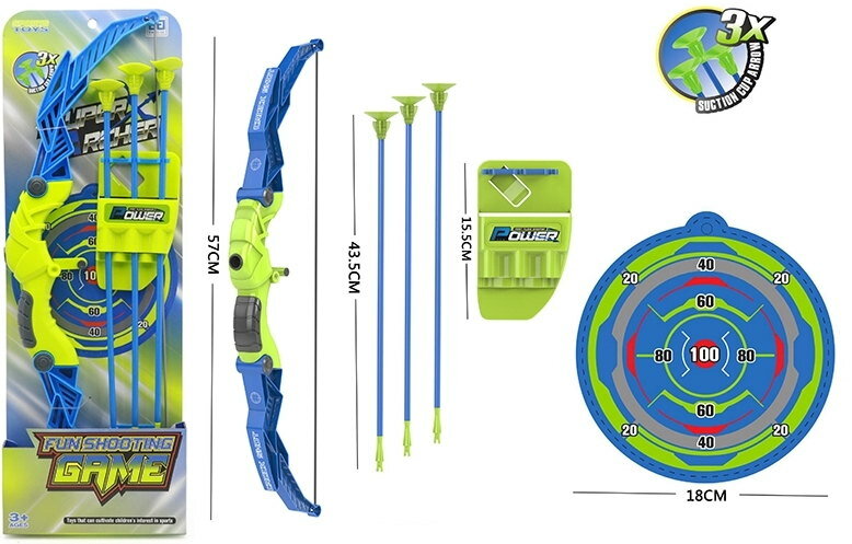 Лук со стрелами на присосках (3 шт) в кивере и мишенью 98704A-3 с 3 лет