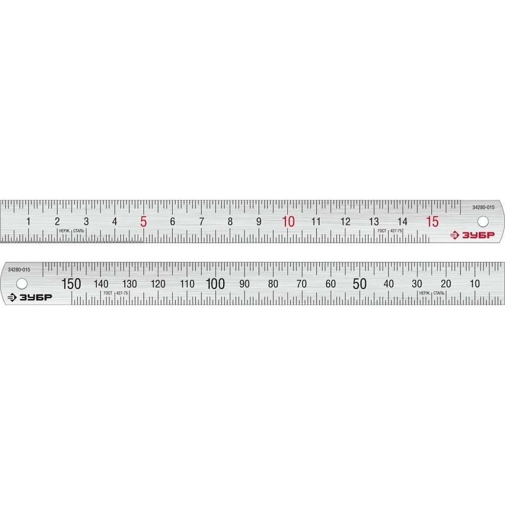 Про-15 Усиленная нержавеющая линейка 0,15 м ЗУБР 34280-015