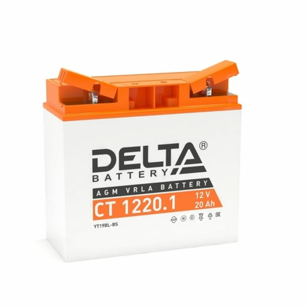 Аккумуляторная батарея Delta CT 1220.1, пуска двигателей мототехники обратная полярность для автомобилей легковых и грузовых технология AGM