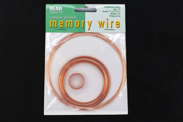 Проволока с эффектом памяти (мемори) Beadsmith 19мм, 50мм, 55мм, 63мм, 90мм, цвет медь, 23-019, 1уп
