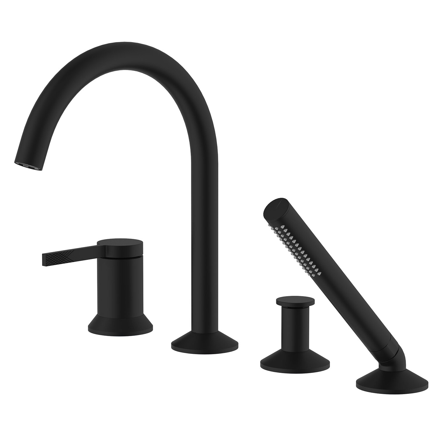 Смеситель на борт ванны Azario FLAME каскадный, на 4 отверстия, черный, AZ-VPC258320PA