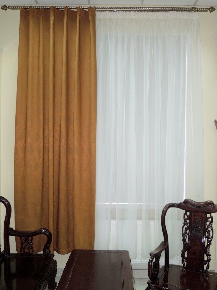 Портьера Эстейдж "Лориана", коричневая с листьями. Ш. 220 х в. 280 см -1 штука.