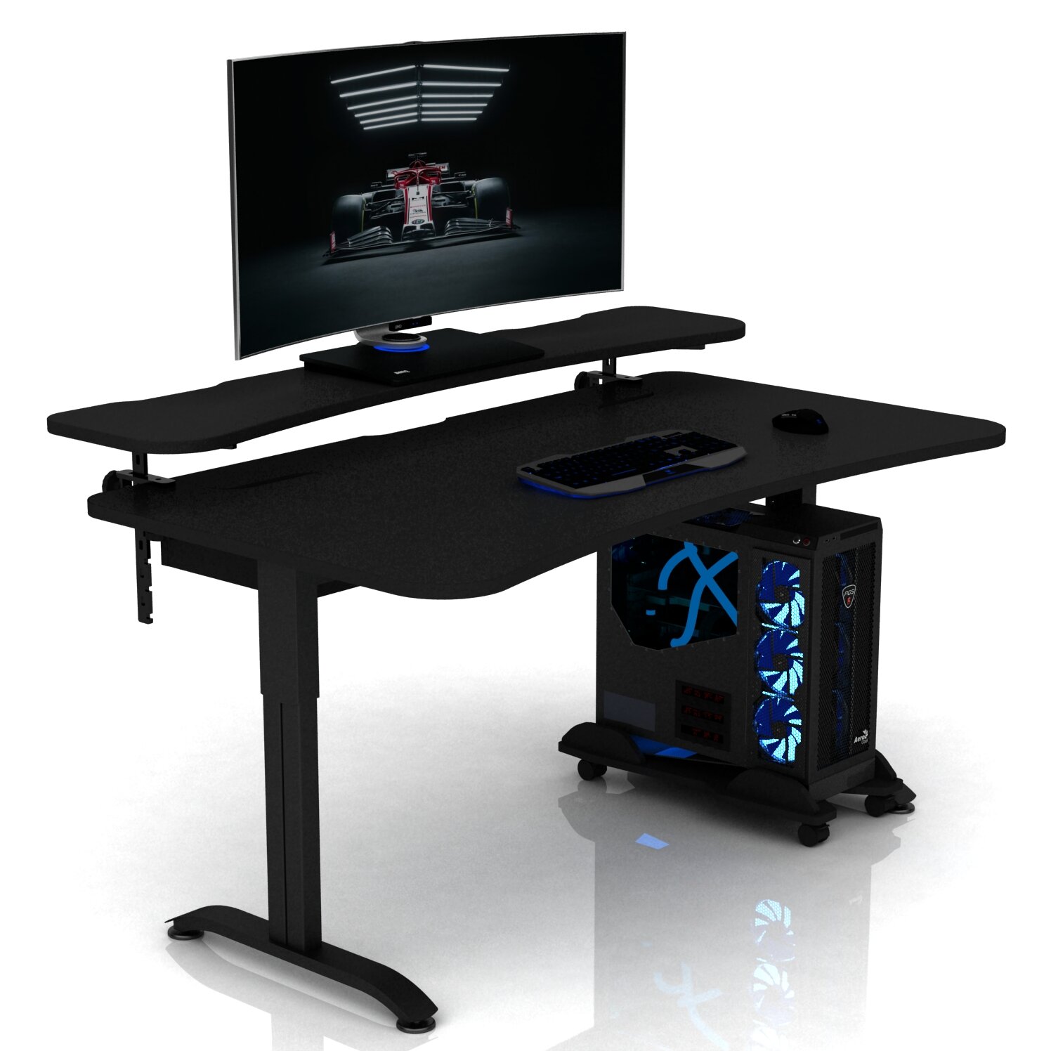 Геймерские игровые столы и кресла Стол с регулируемой высотой надставки DX ARENA SPORT (Arena/Tomahawk) чёрный