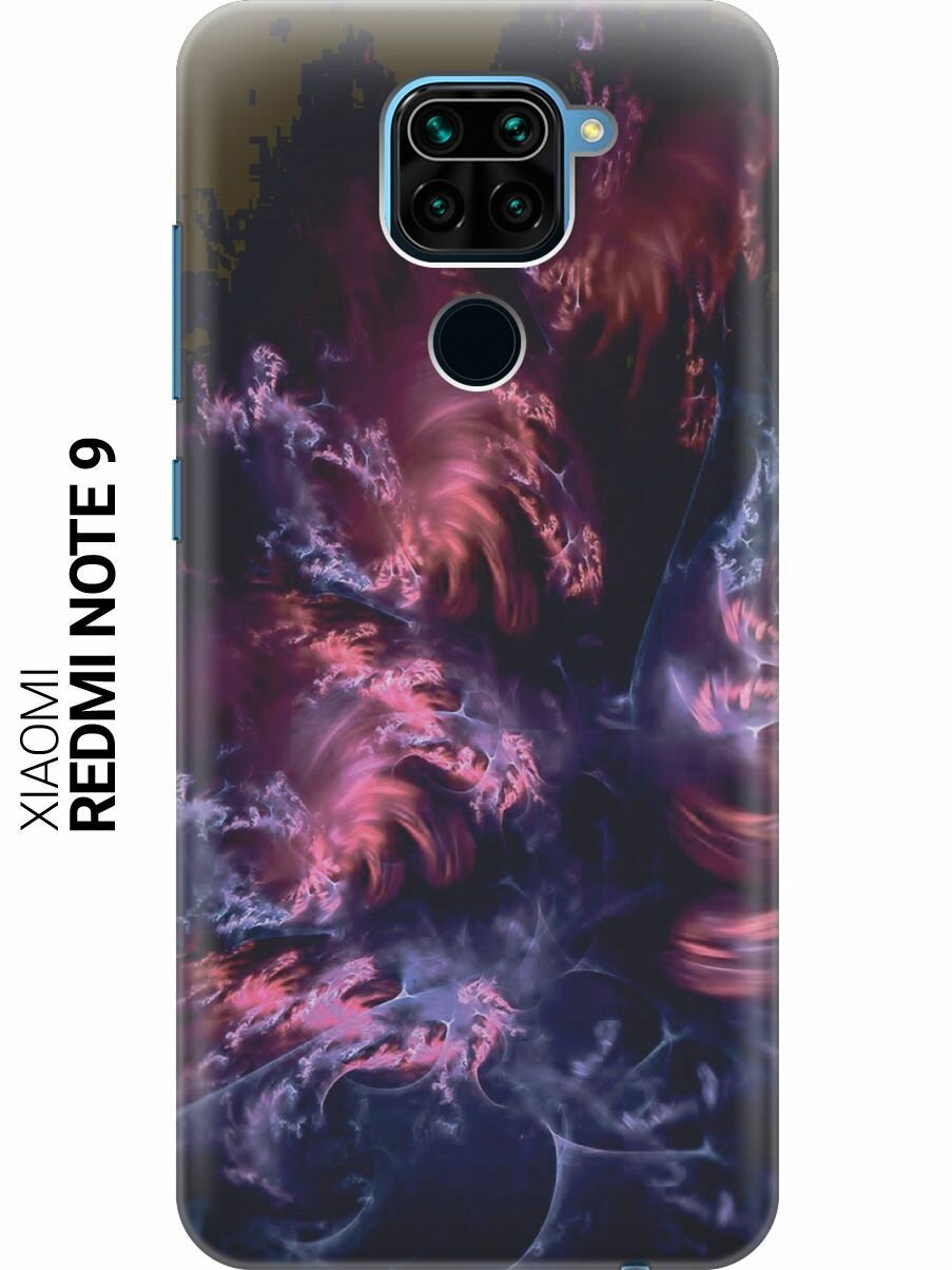 Силиконовый чехол на Xiaomi Redmi Note 9, Сяоми Редми Ноут 9 с принтом "Розово-фиолетовые молнии"